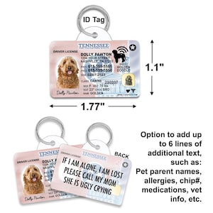 Tennessee Driver License Custom Pet ID Tags - Personalized Dog Tags ...