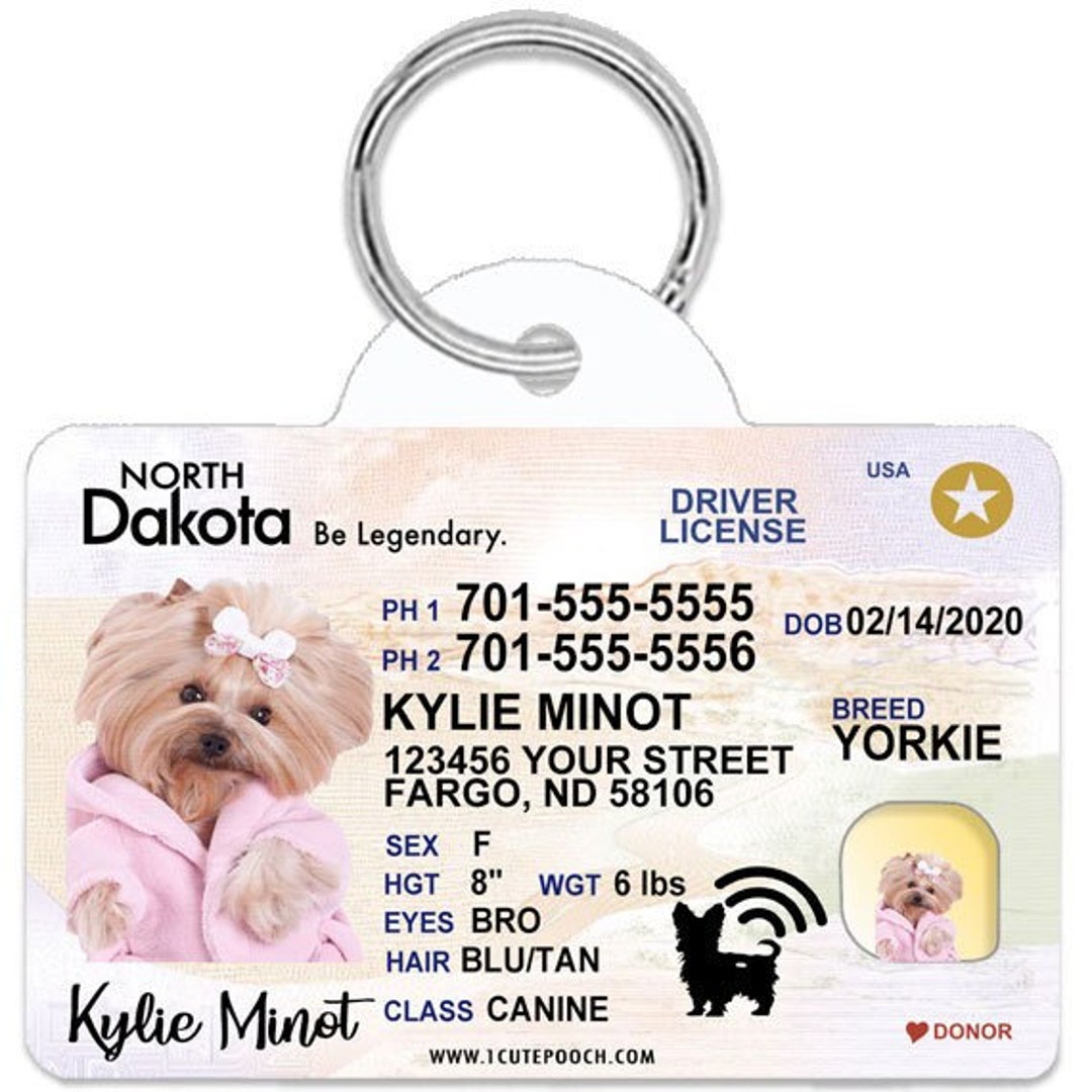 North Dakota Driver License Custom Pet ID Tags - Personalized Dog Tags ...