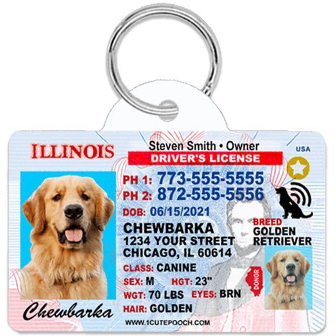 Illinois Driver License Custom Pet ID Tags - Personalized Dog Tags ...
