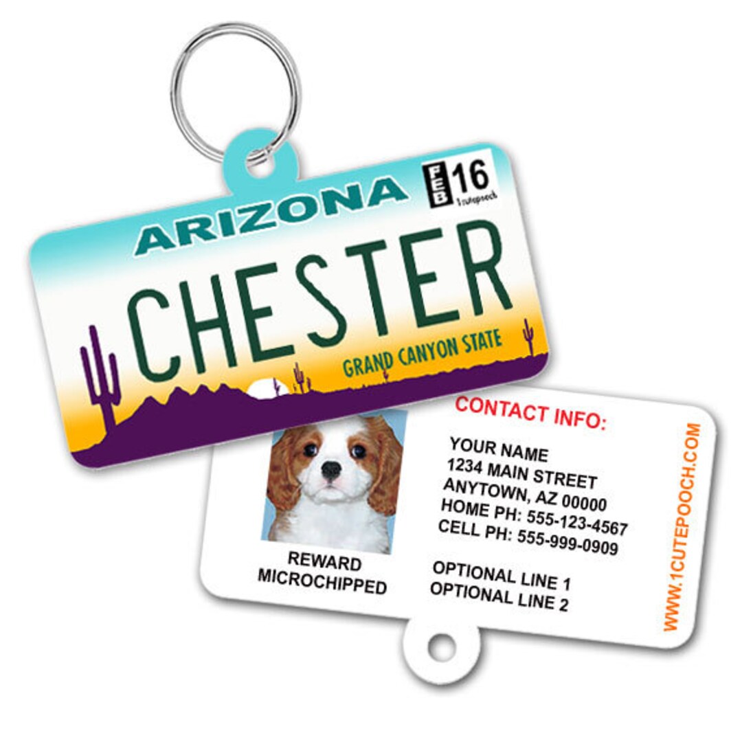 Arizona License Plate Custom Pet ID Tag - Dog ID Tag - Personalized Pet ...
