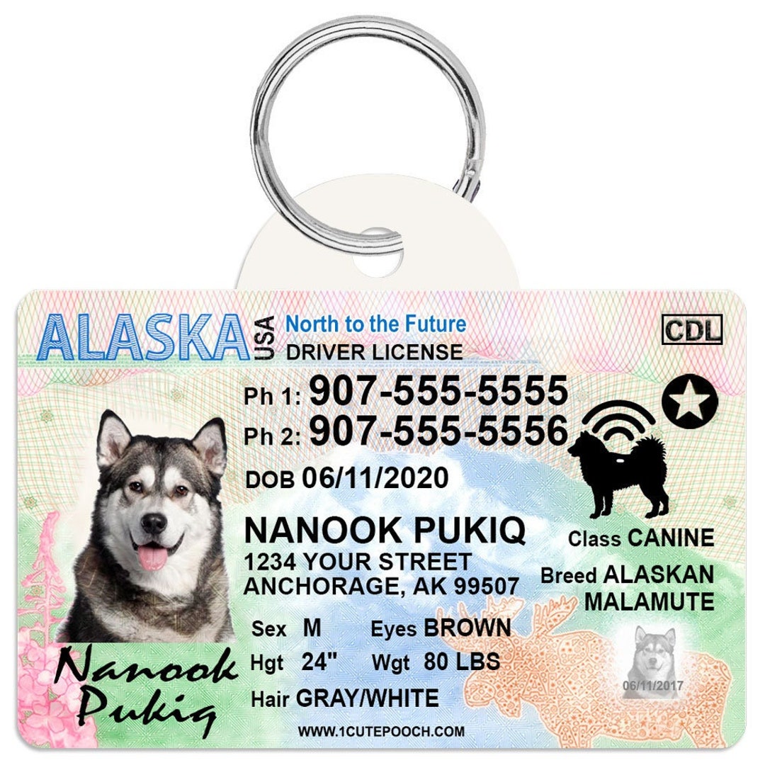 Alaska Driver License Custom Pet ID Tags - Personalized Dog Tags ...