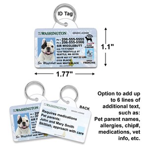Washington Driver License Custom Pet ID Tags - Personalized Dog Tags ...