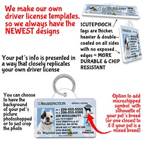 Washington Driver License Custom Pet ID Tags - Personalized Dog Tags ...