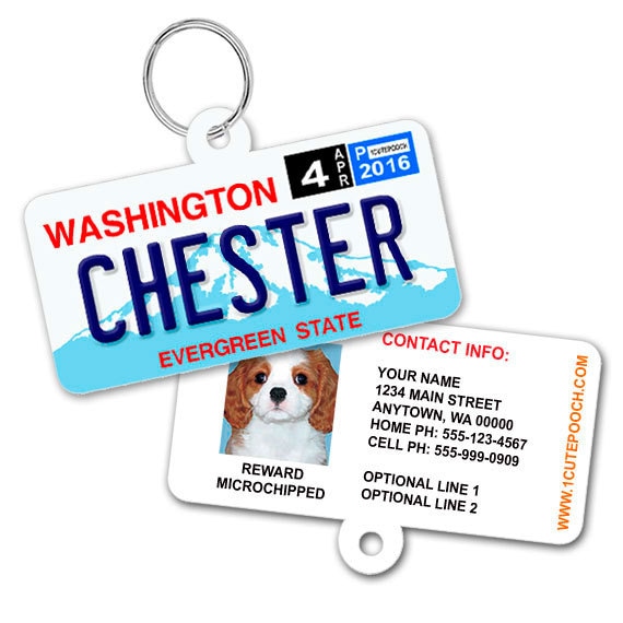 Washington License Plate Custom Pet ID Tag Dog ID Tag | Etsy