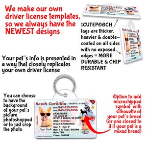 South Carolina Driver License Custom Pet ID Tags - Personalized Dog ...