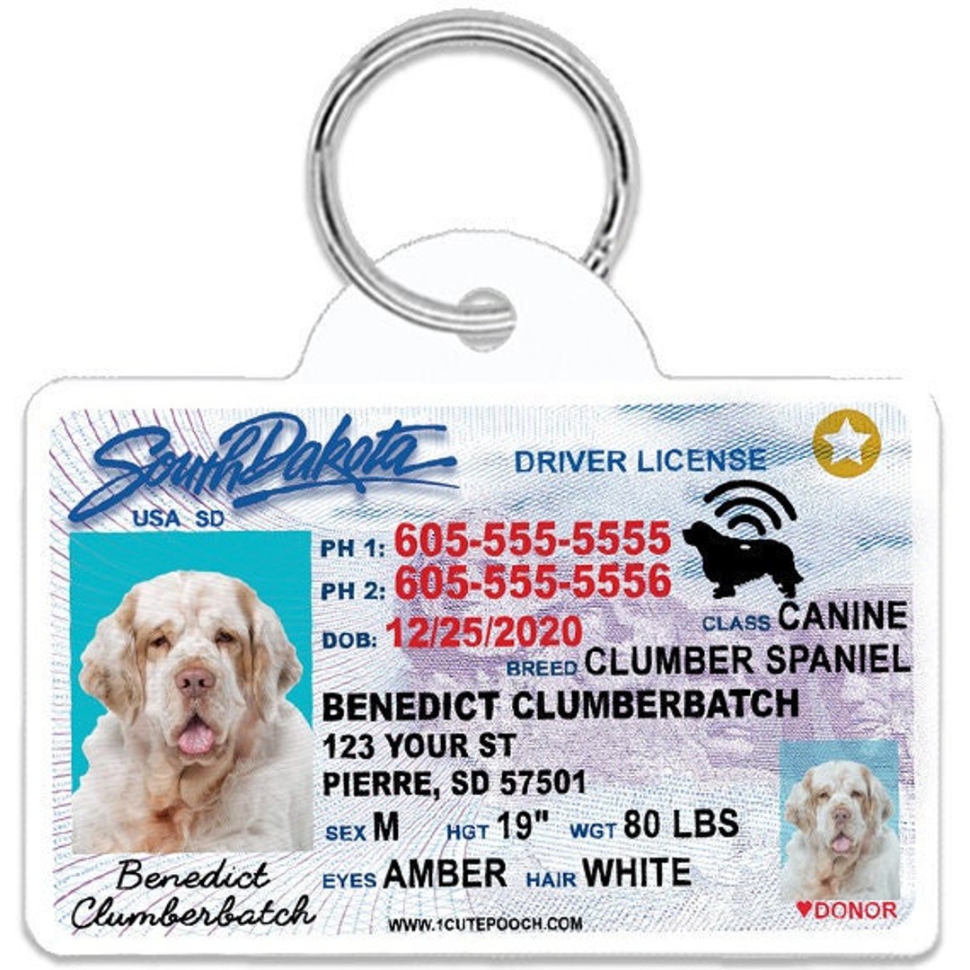 South Dakota Driver License Custom Pet ID Tags - Personalized Dog Tags ...