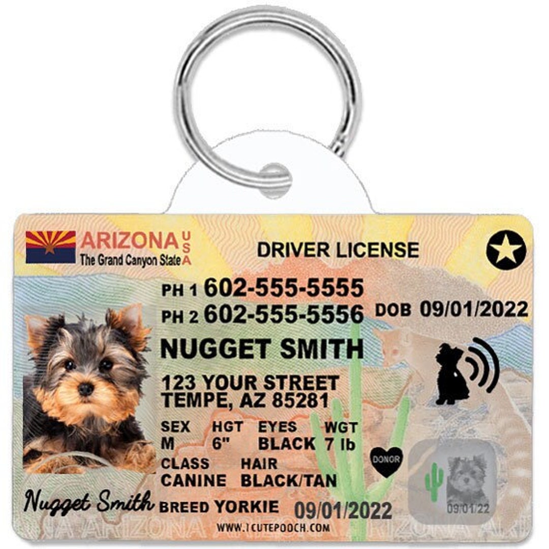 Arizona Driver License Custom Pet ID Tags - Personalized Dog Tags ...