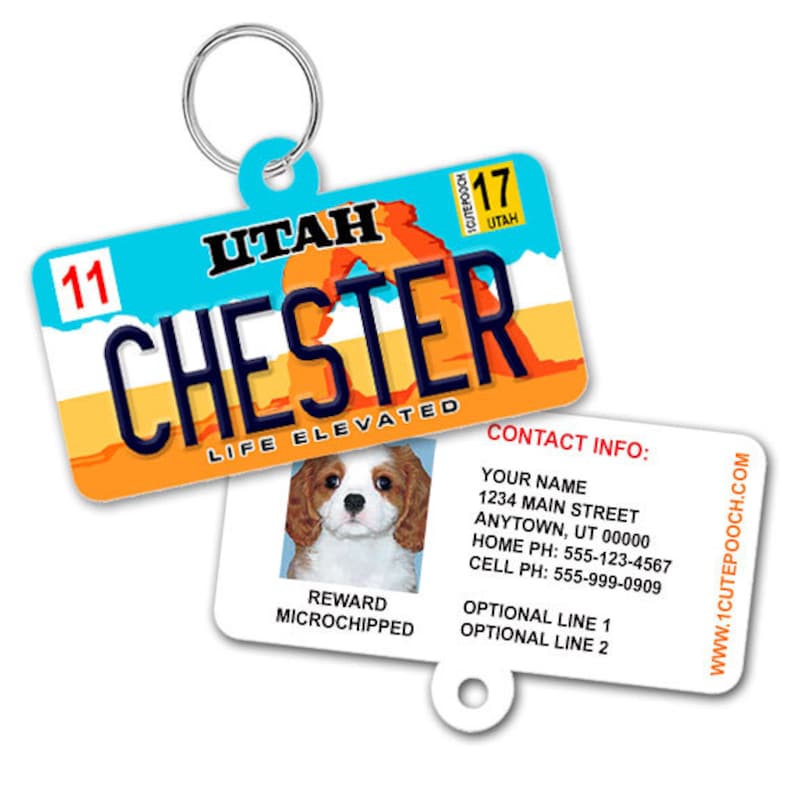 Utah License Plate Custom Pet ID Tag - Dog ID Tag - Personalized Pet ID ...