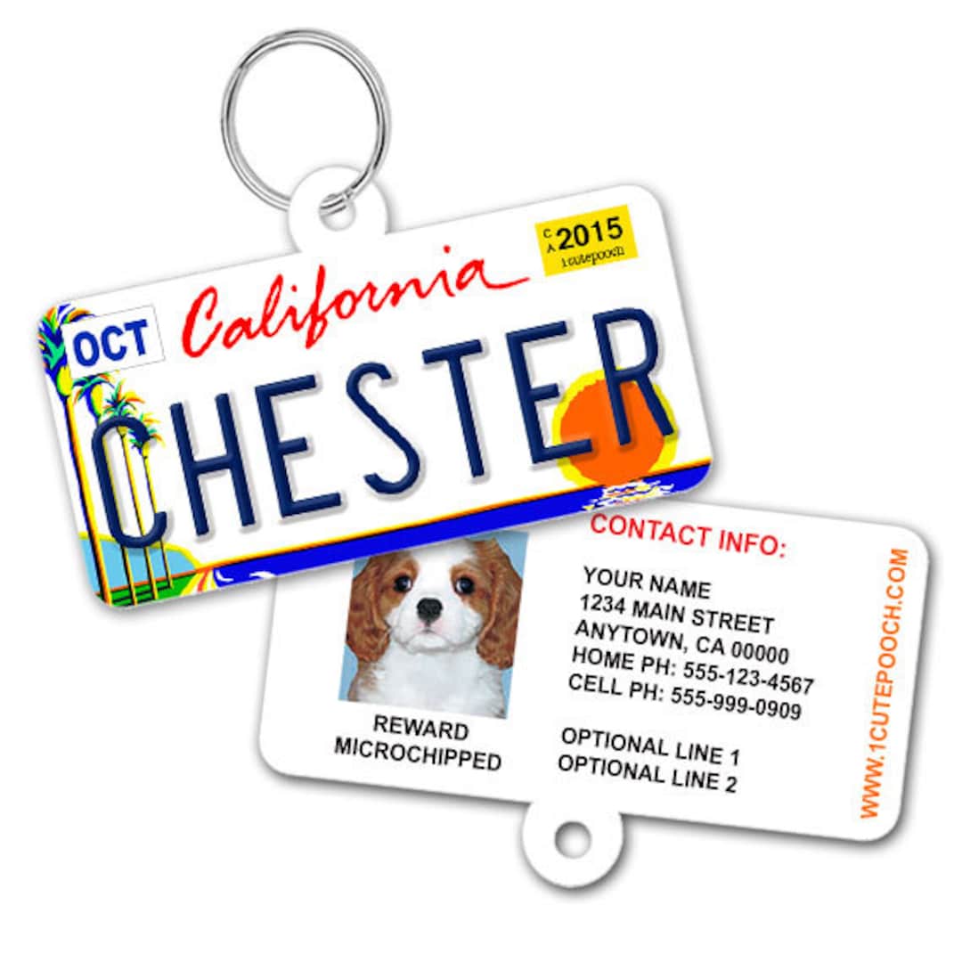 California License Plate Custom Pet ID Tag - Dog ID Tag - Personalized ...