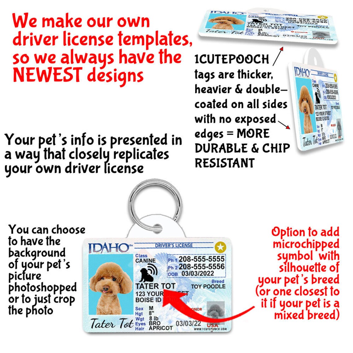 Idaho Driver License Custom Pet ID Tags - Personalized Dog Tags ...