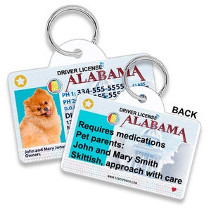 Alabama Driver License Custom Pet ID Tags Personalized Dog | Etsy