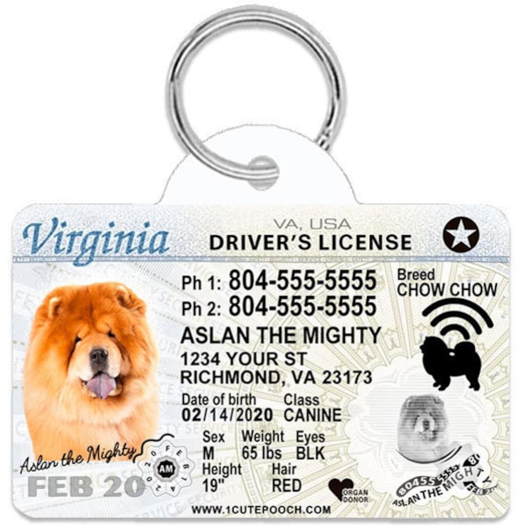 Virginia Driver License Custom Pet ID Tags - Personalized Dog Tags ...
