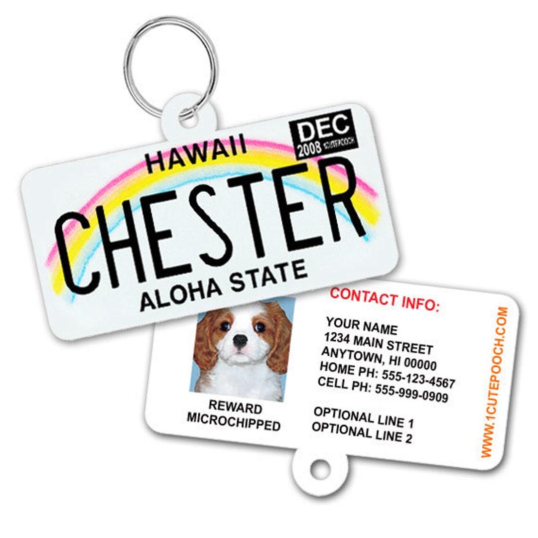 Hawaii License Plate Custom Pet ID Tag - Dog ID Tag - Personalized Pet ...