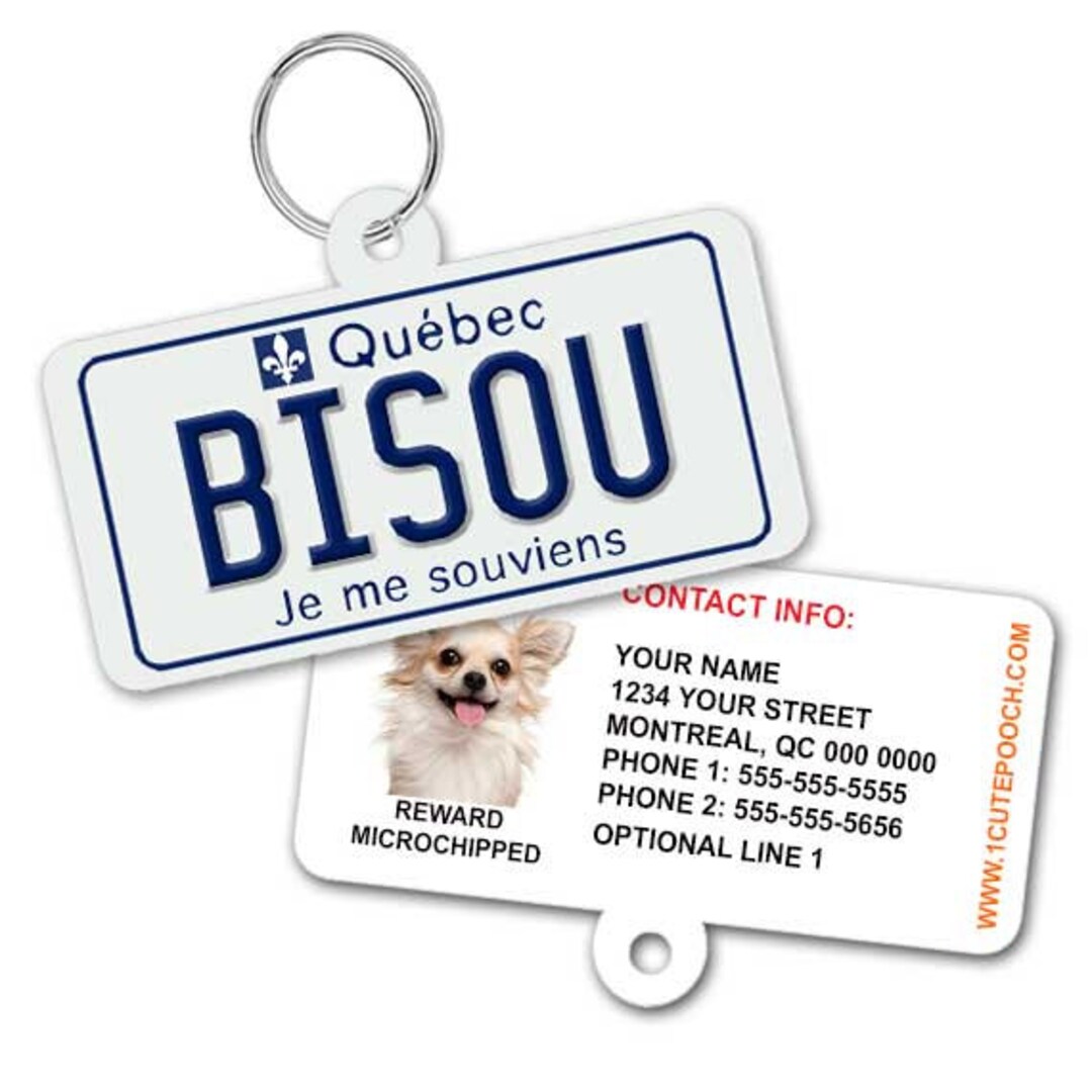Quebec License Plate Custom Pet ID Tag - Dog ID Tag - Personalized Pet ...