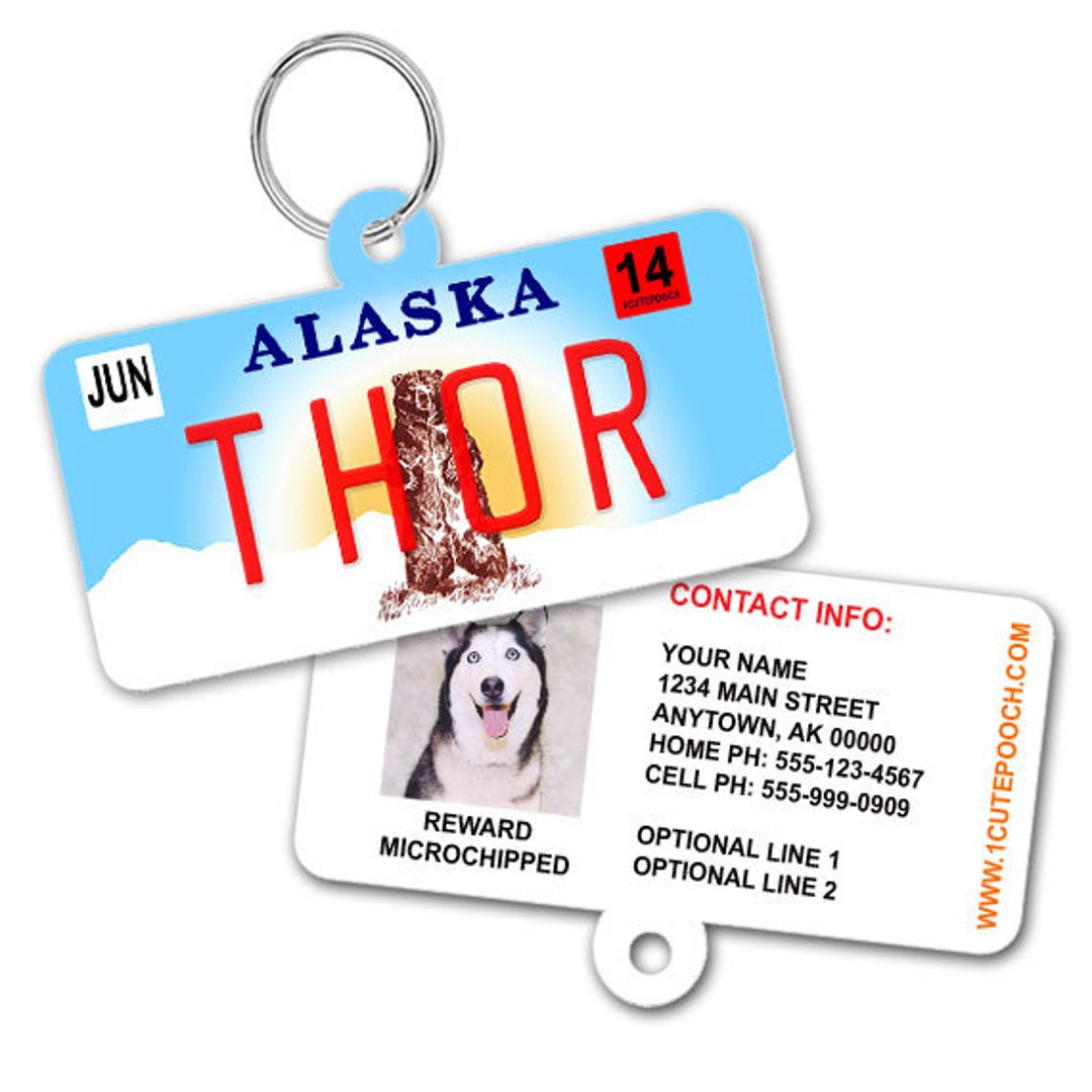 Alaska License Plate Custom Pet ID Tag - Dog ID Tag - Personalized Pet ...