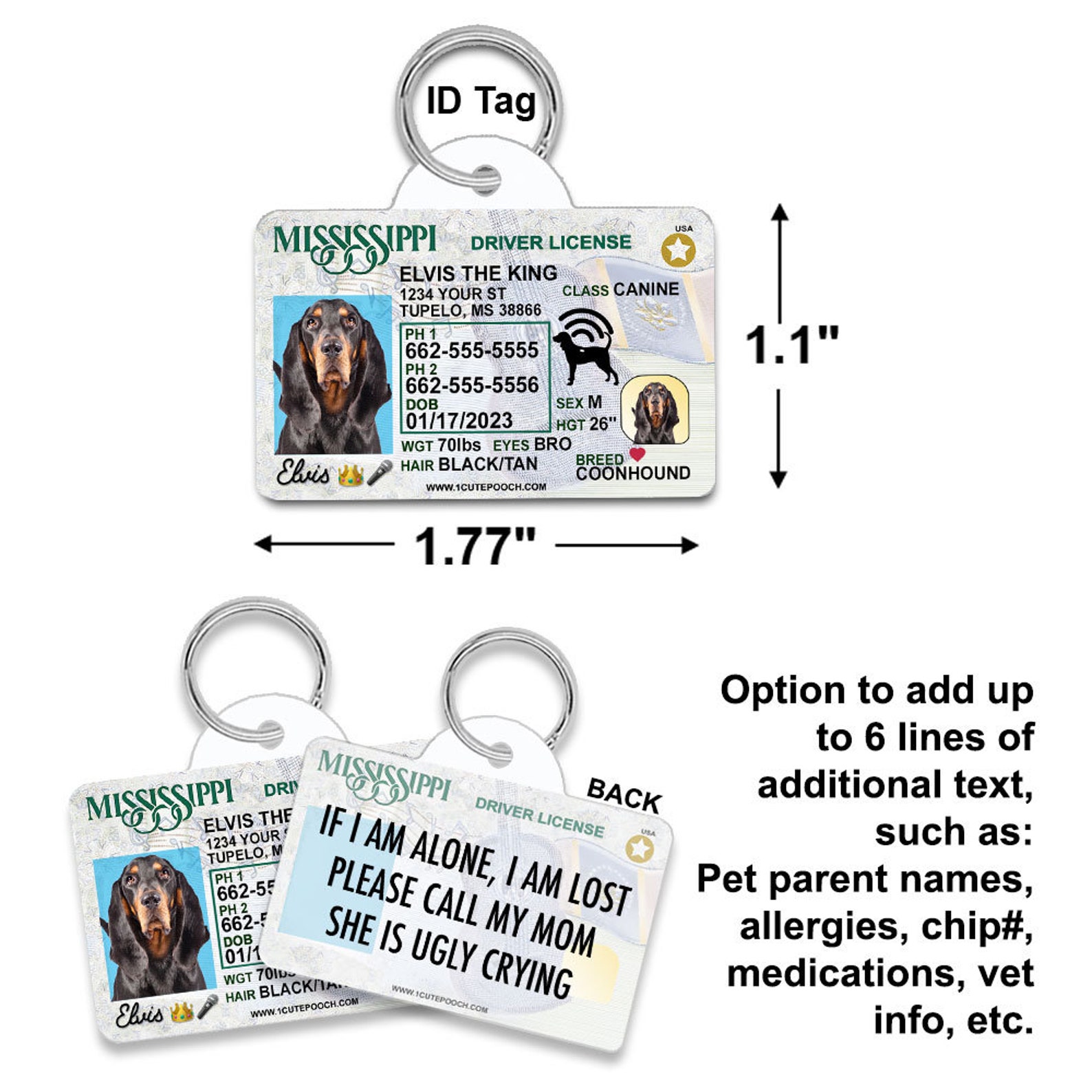 Mississippi Driver License Custom Pet ID Tags - Personalized Dog Tags ...