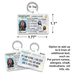 Mississippi Driver License Custom Pet ID Tags - Personalized Dog Tags ...