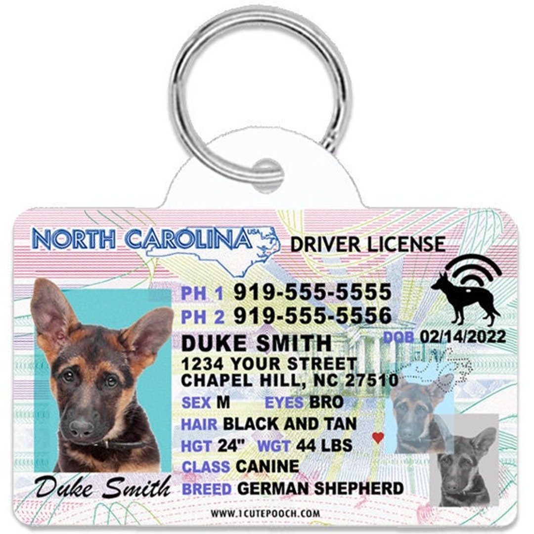North Carolina Driver License Custom Pet ID Tags Personalized Dog Tags ...