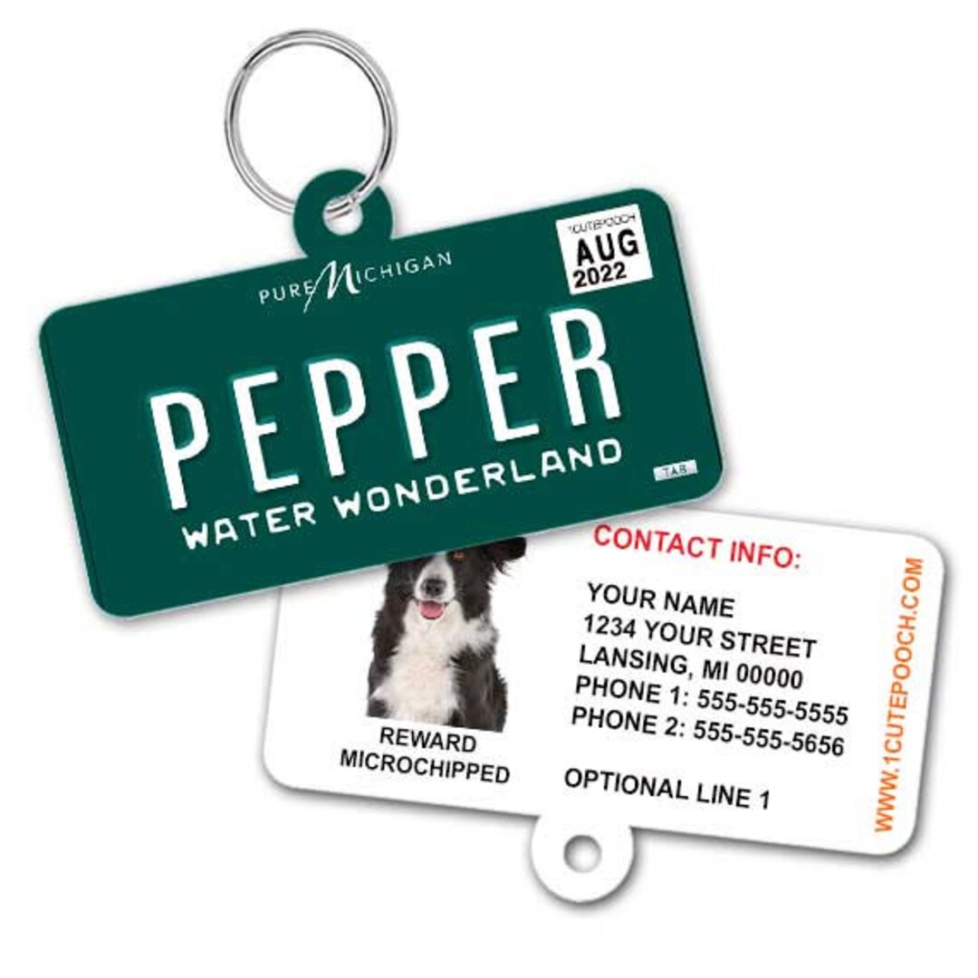 Michigan License Plate Custom Pet ID Tag - Dog ID Tag - Personalized ...