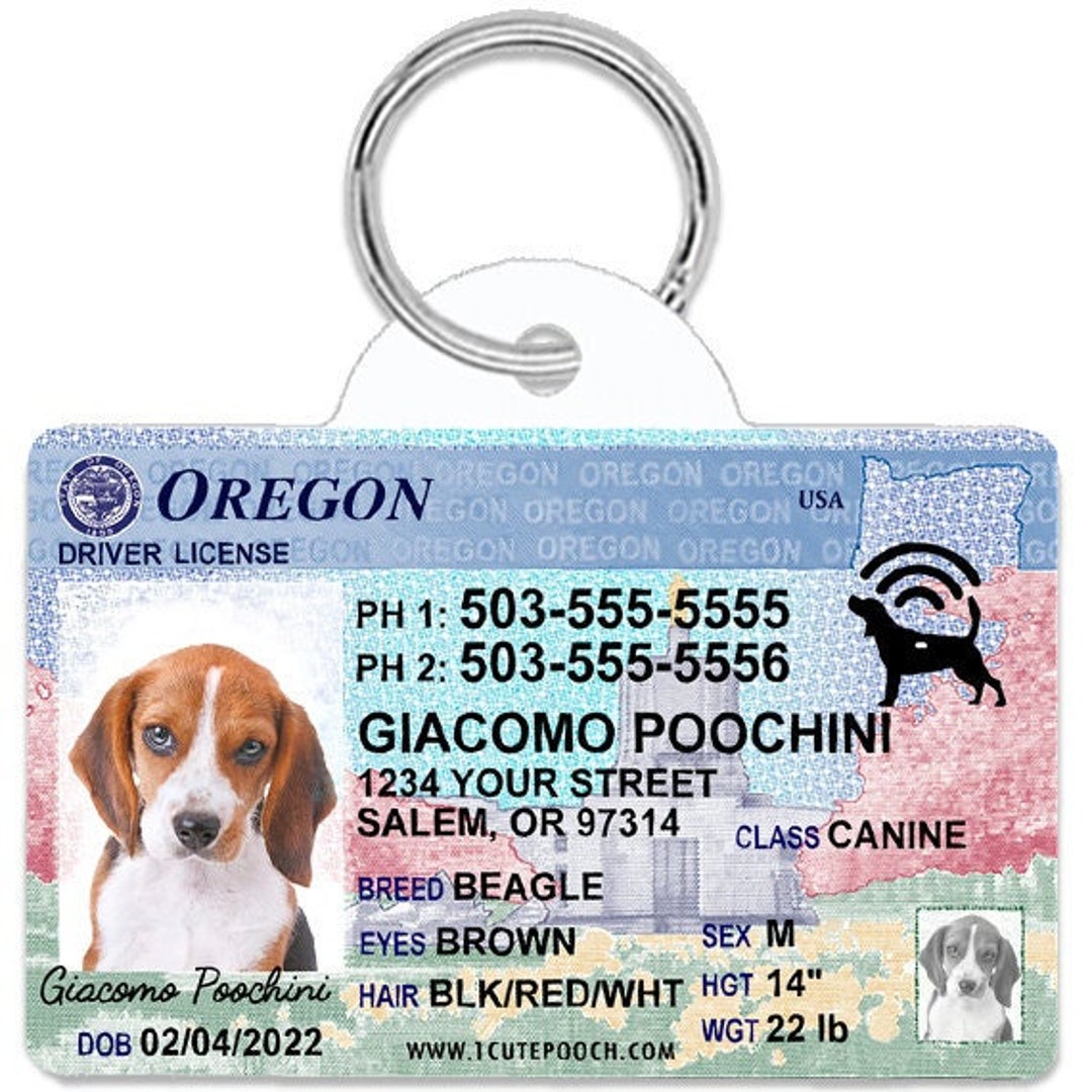 Oregon Driver License Custom Pet ID Tags - Personalized Dog Tags ...