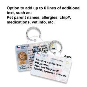 Texas Driver Dog Id Tag Personalized License, Durable Dog Tag, Double ...