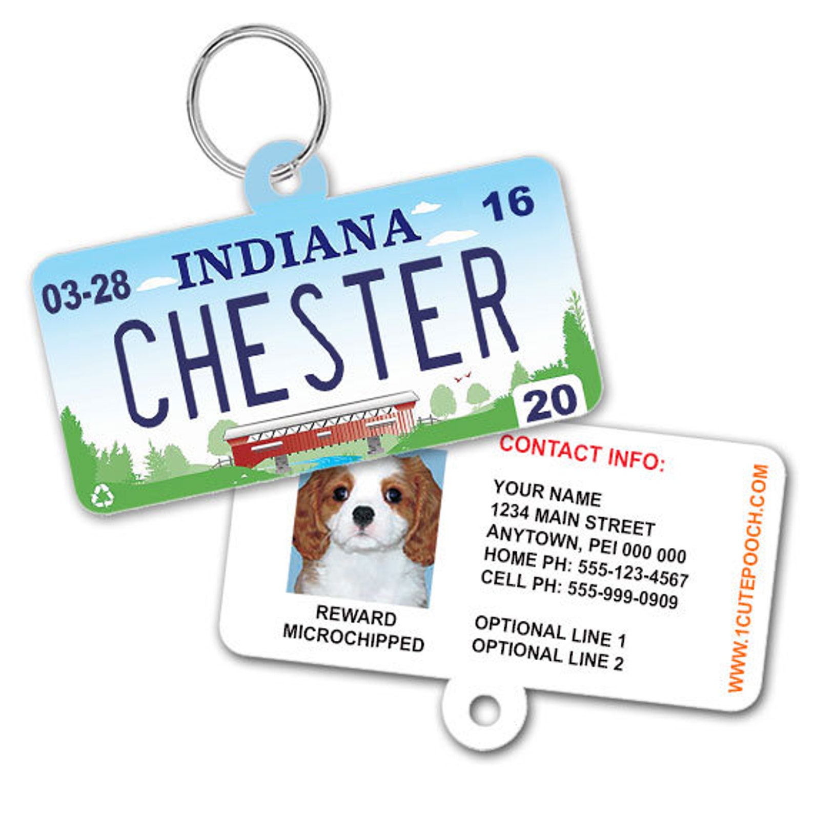 Indiana License Plate Custom Pet ID Tag Dog ID Tag | Etsy