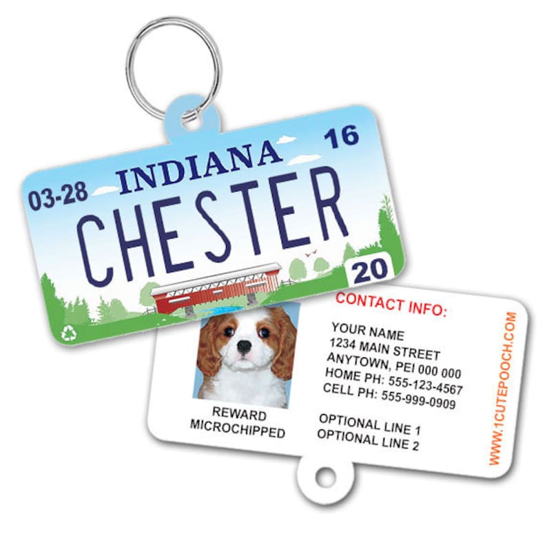 Indiana License Plate Custom Pet ID Tag Dog ID Tag | Etsy