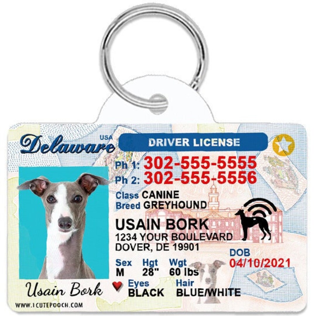 Delaware Driver License Custom Pet ID Tags - Personalized Dog Tags ...
