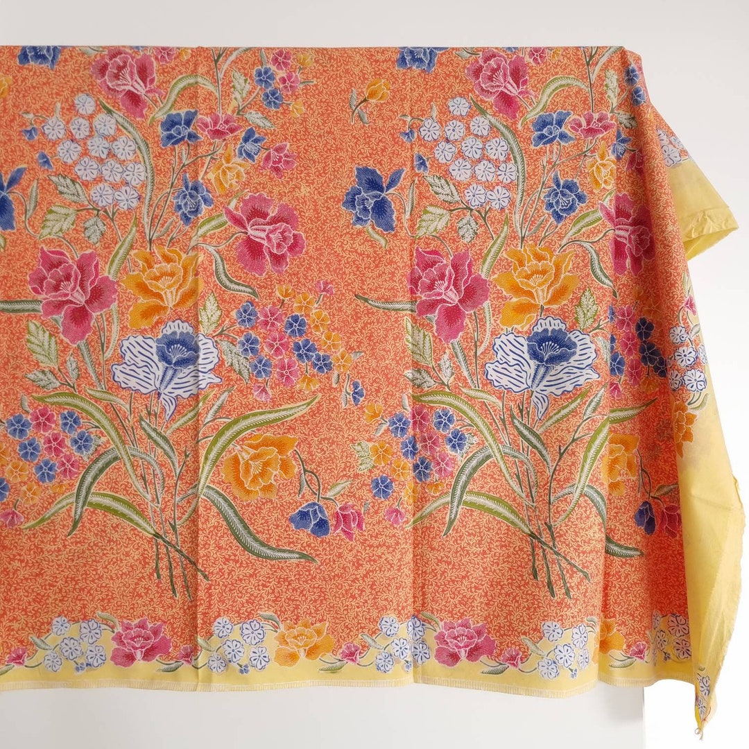 Indonesia Batik Sarong Fabric/peranakan 100% Cotton Hand Stamped Floral ...