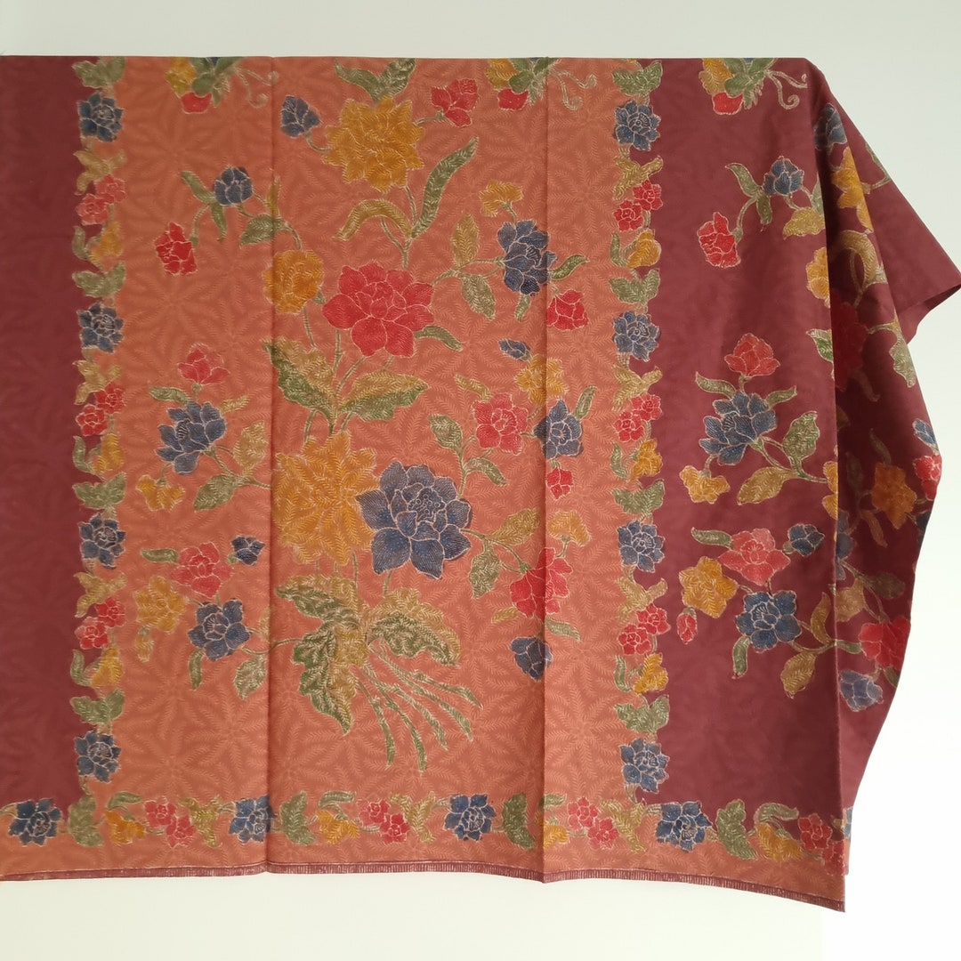 Indonesia Batik Sarong Fabric/peranakan 100% Cotton Hand Stamped Floral ...