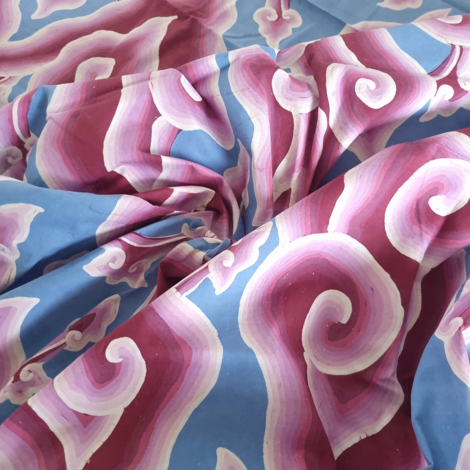 Indonesia Batik Tulis Mega Mendung/cloud Pastel Pink Blue 9 Shades ...