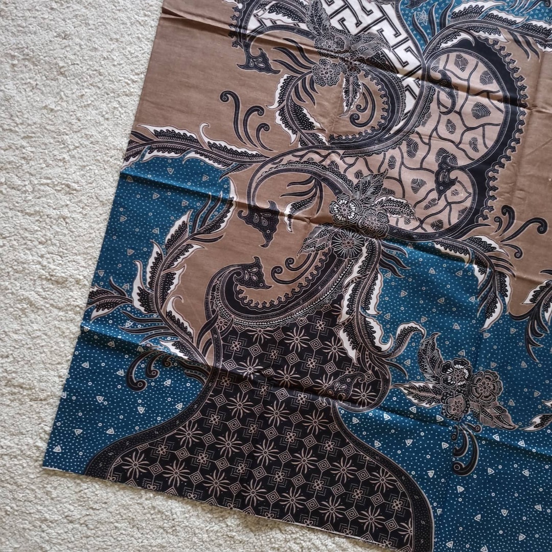 CLEARANCE Indonesia Batik Sarong Dark Beige Turquoise Floral Classic ...