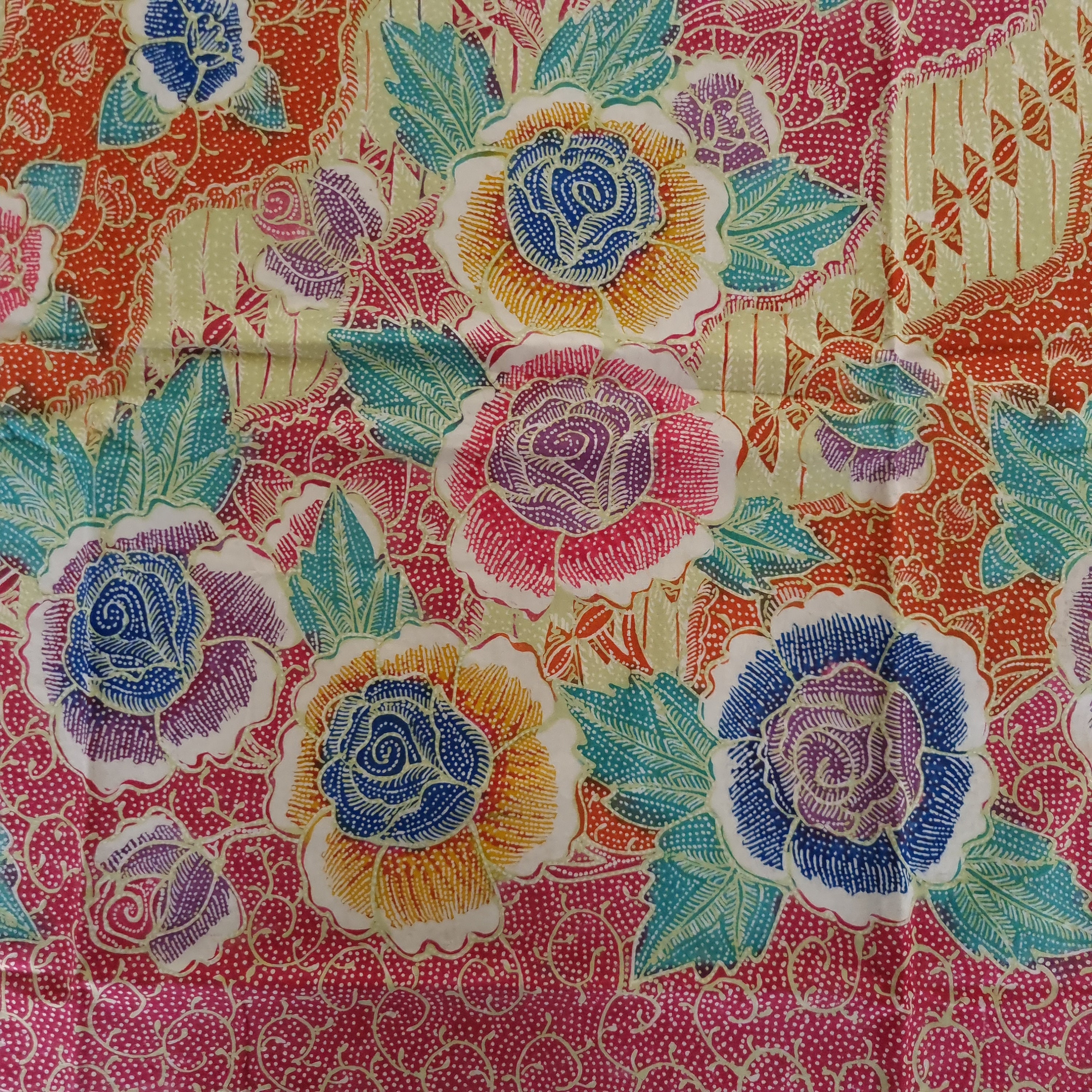 Indonesia Batik Tulis Fabric Butterfly Orange Soft Yellow Green ...