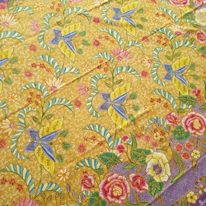 Indonesia Batik Tulis Hokokai Fabric Butterfly Roses Floral Spring ...