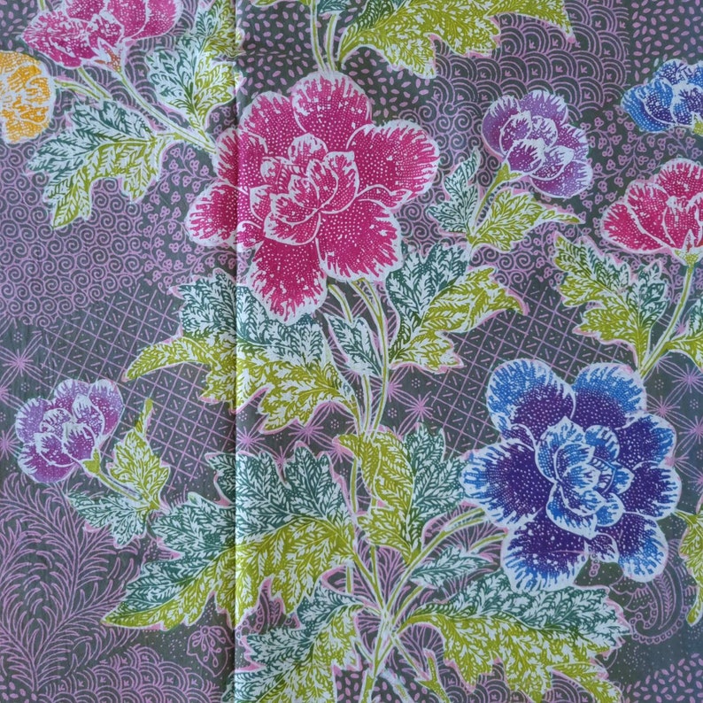 Indonesia Batik Sarong Fabric/peranakan 100% Cotton Hand Stamped Floral ...