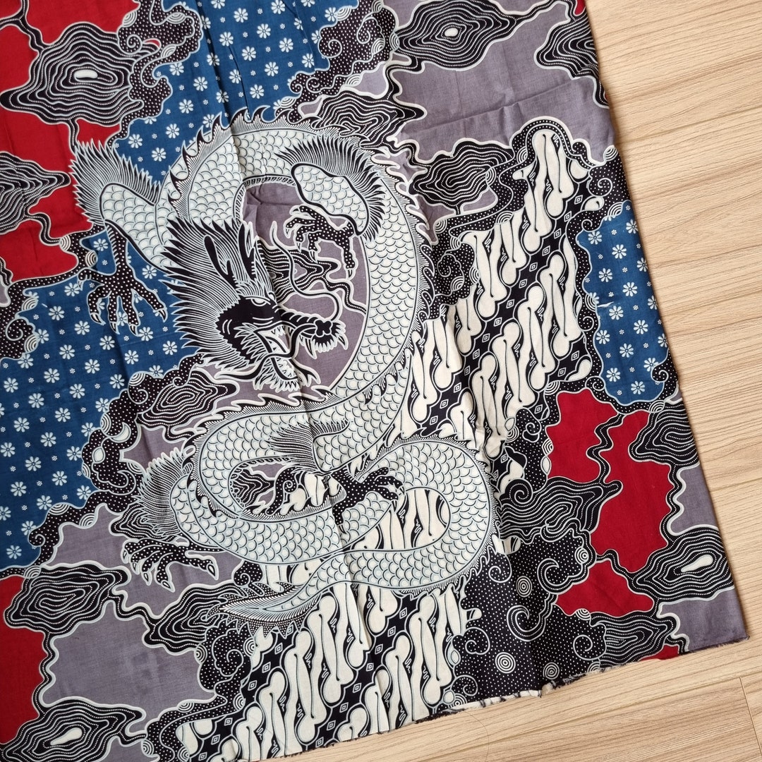 Indonesian Printed Batik Fabric Sold per Meter Blue Red Batik Wall ...