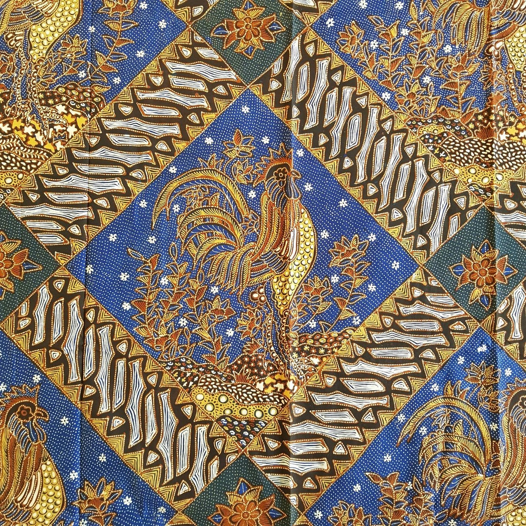 CLEARANCE Indonesia Batik Tulis Asian Fabric Art Blue Proud Rooster ...