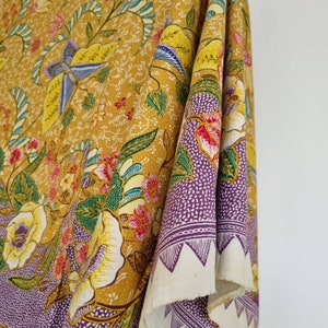 Indonesia Batik Tulis Hokokai Fabric Butterfly Roses Floral Spring ...