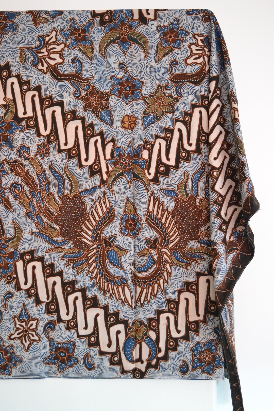 CLEARANCE Indonesia Batik Tulis Asian Fabric Art Baby Blue Indigo Bird ...