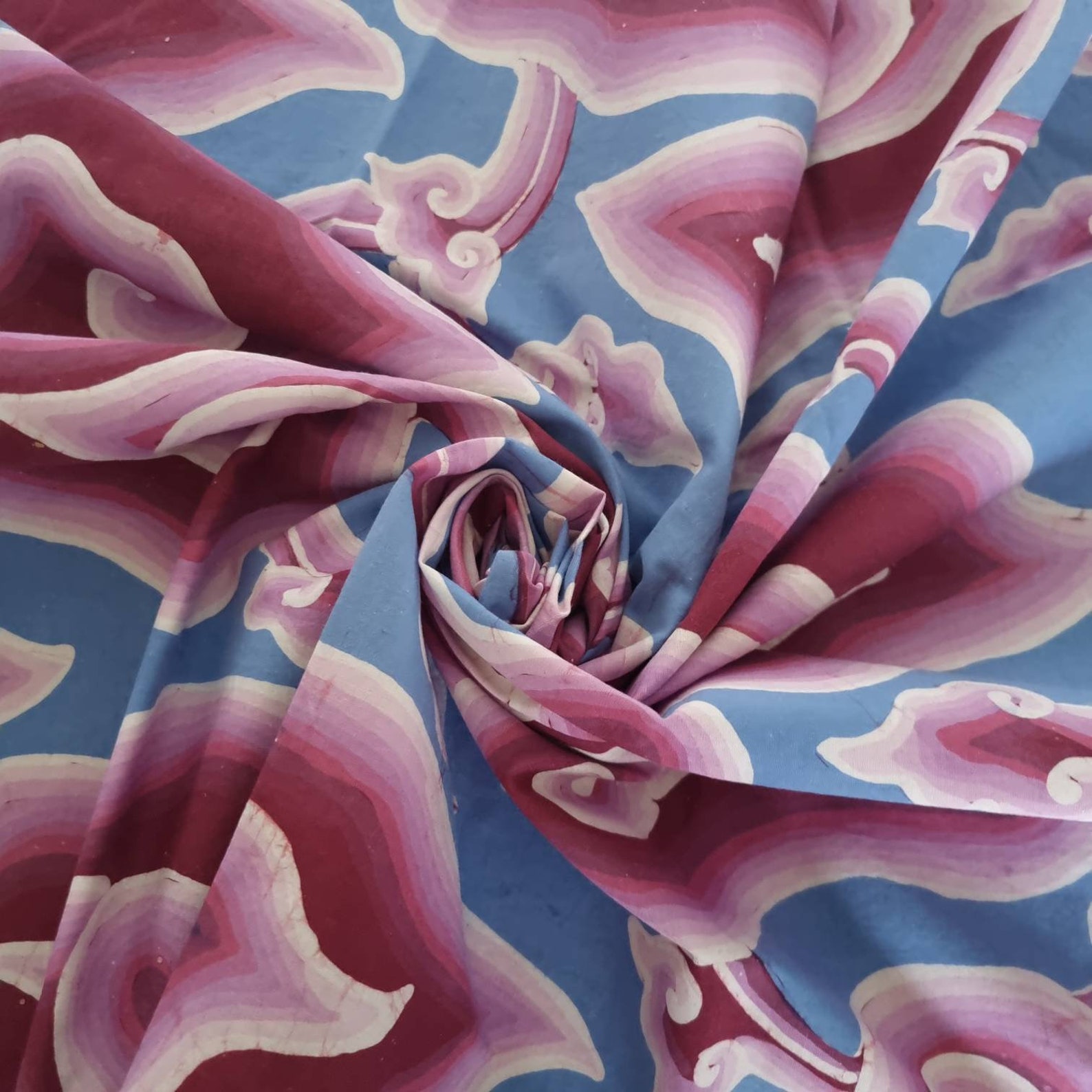 Indonesia Batik Tulis Mega Mendung/cloud Pastel Pink Blue 9 Shades ...
