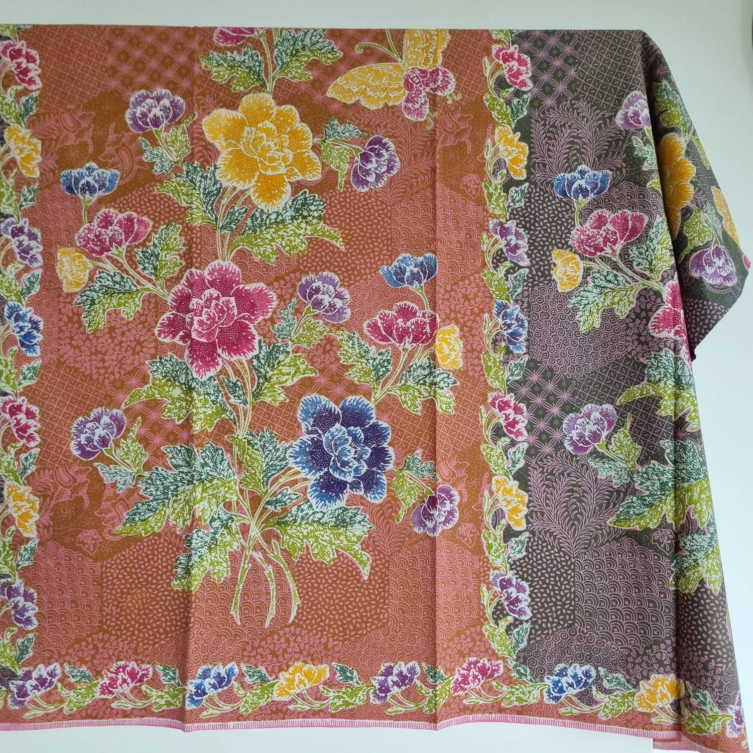 Indonesia Batik Sarong Fabric/peranakan 100% Cotton Hand Stamped Floral ...