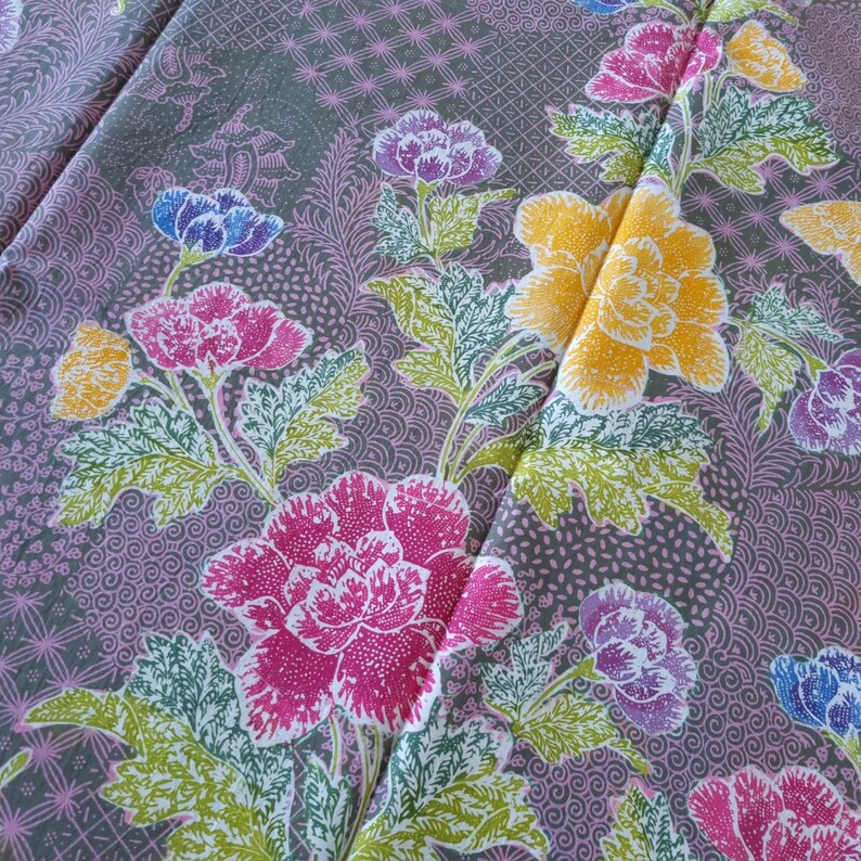 Indonesia Batik Sarong Fabric/peranakan 100% Cotton Hand Stamped Floral ...