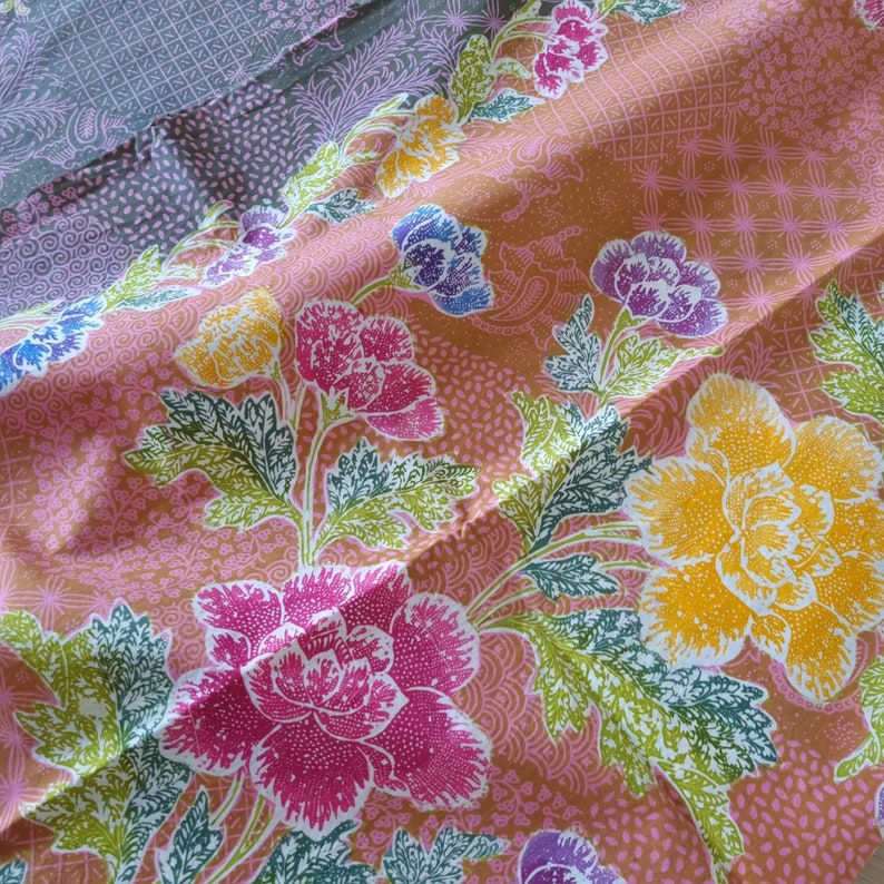 Indonesia Batik Sarong Fabric/peranakan 100% Cotton Hand Stamped Floral ...