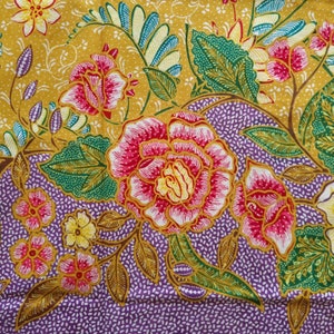 Indonesia Batik Tulis Hokokai Fabric Butterfly Roses Floral Spring ...