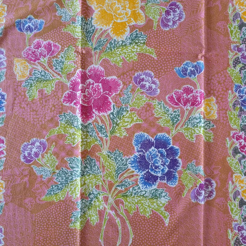 Indonesia Batik Sarong Fabric/peranakan 100% Cotton Hand Stamped Floral ...