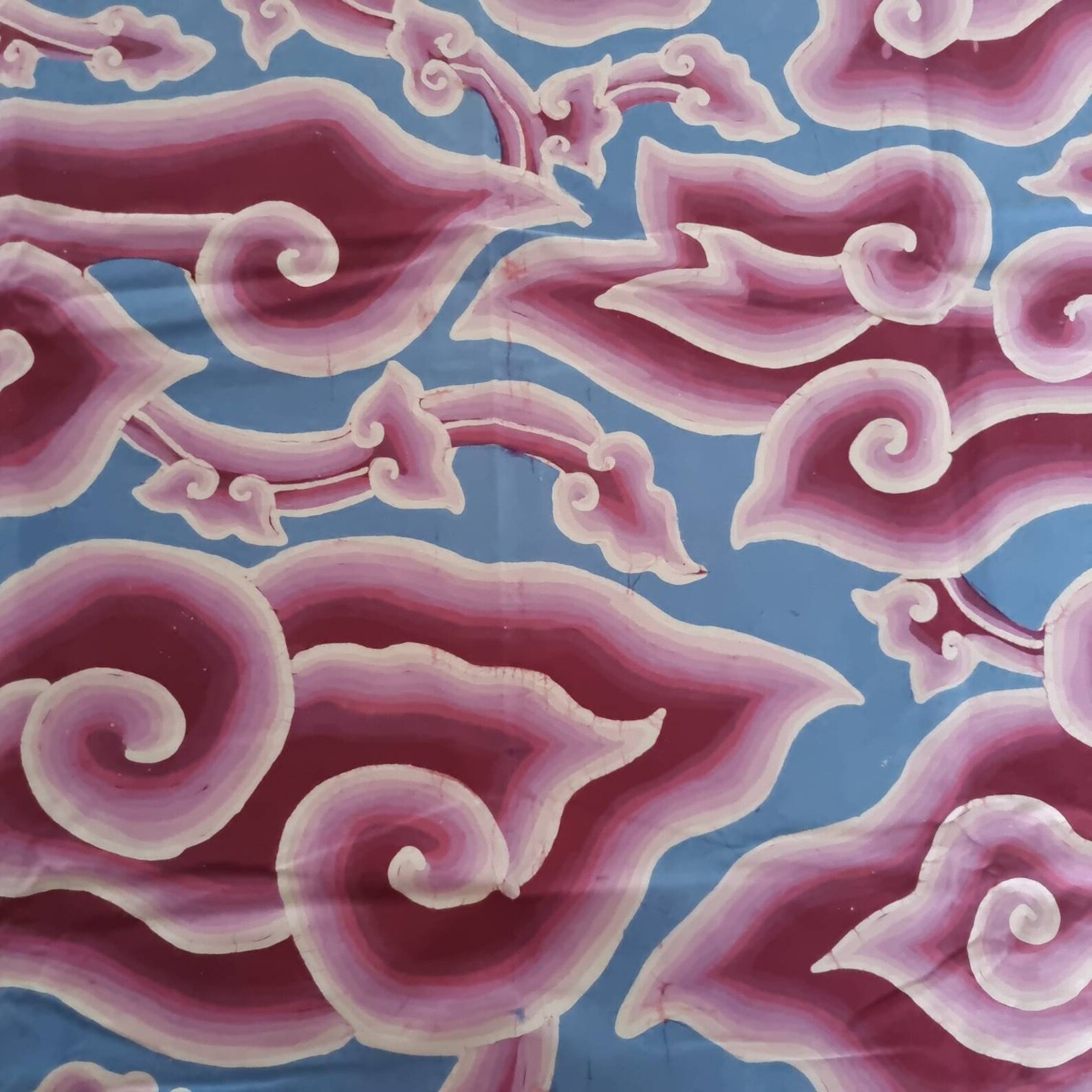 Indonesia Batik Tulis Mega Mendung/cloud Pastel Pink Blue 9 Shades ...
