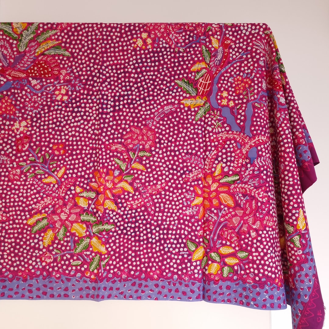 Indonesian Batik Tulis Ground Orchid Amethyst Purple Green Tapestry 100 ...