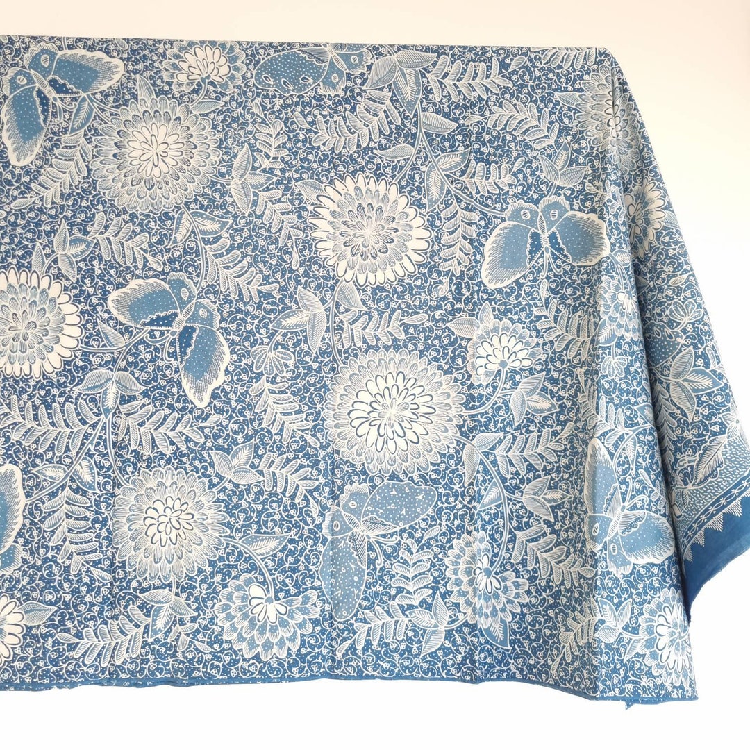 Indonesia Batik Tulis Asian Fabric Art Natural Coloring Blue Indigo ...