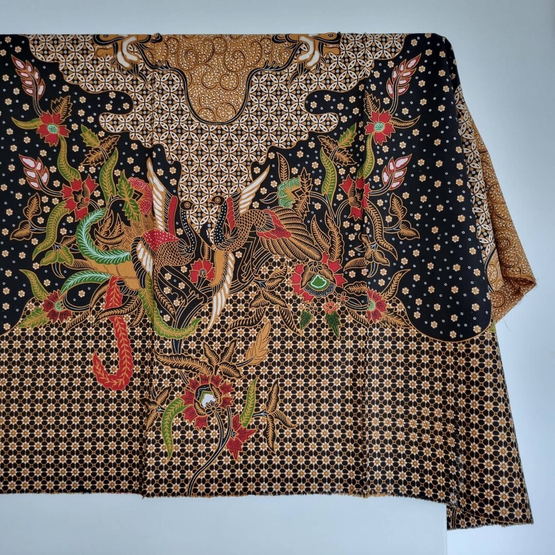 Indonesian Batik Fabric Hand Printed Ethnic Floral Birds Pattern Cotton ...