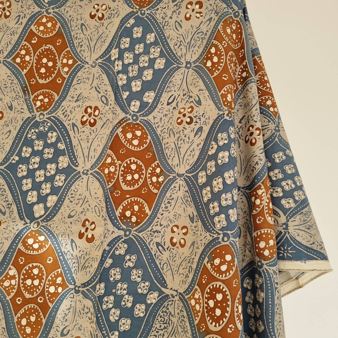 BARGAIN Indonesia Batik Tulis Asian Fabric Natural Coloring Blue Indigo ...